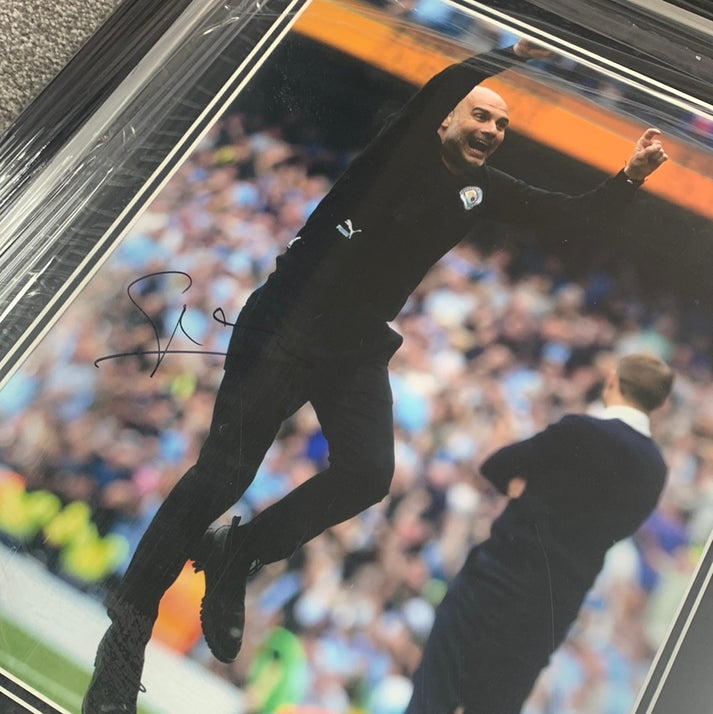 Pep Guardiola Manchester City treble winner signed photo montage – The ...