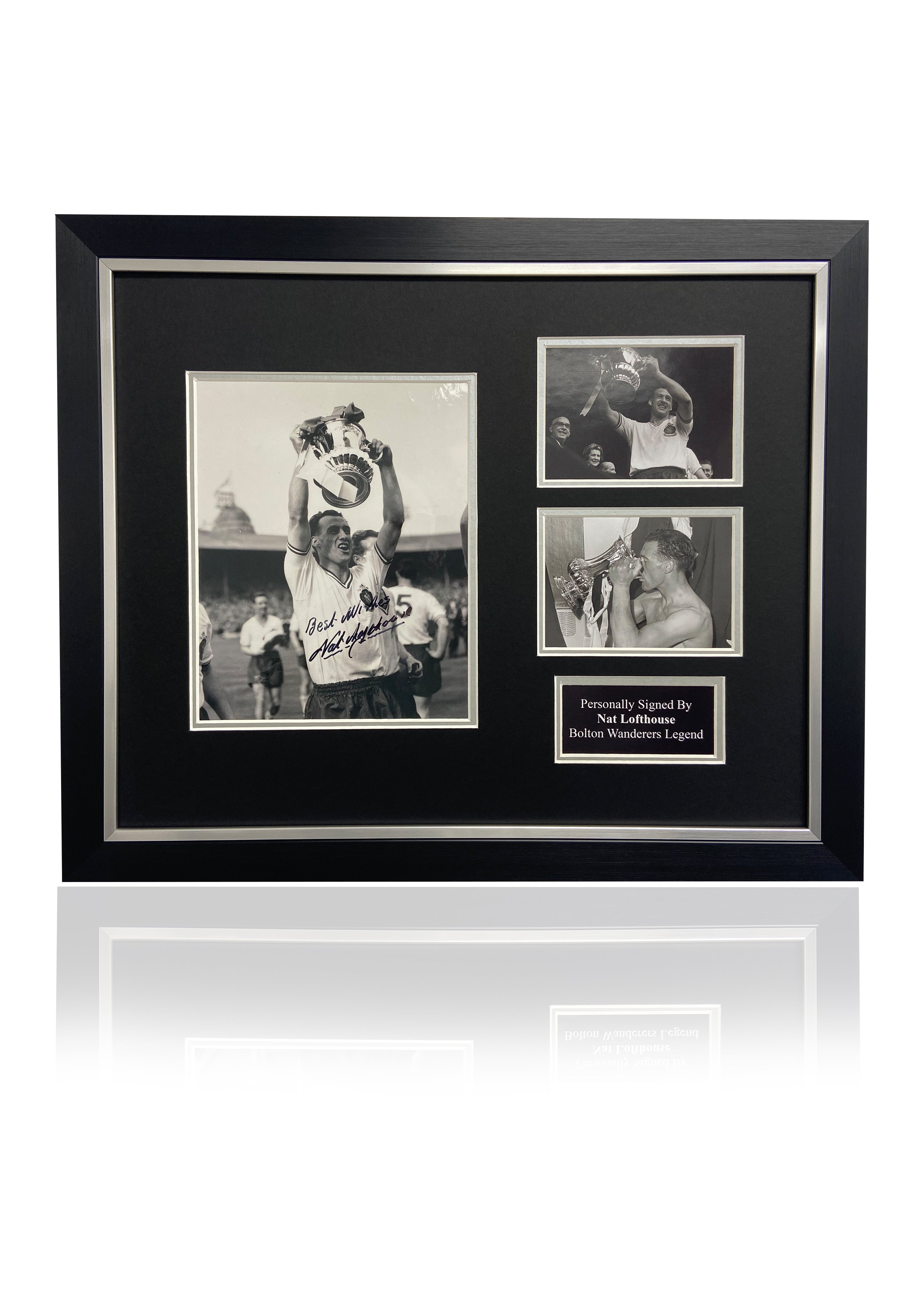 Nat Lofthouse Bolton Wanderers signed photo montage frame – The White ...