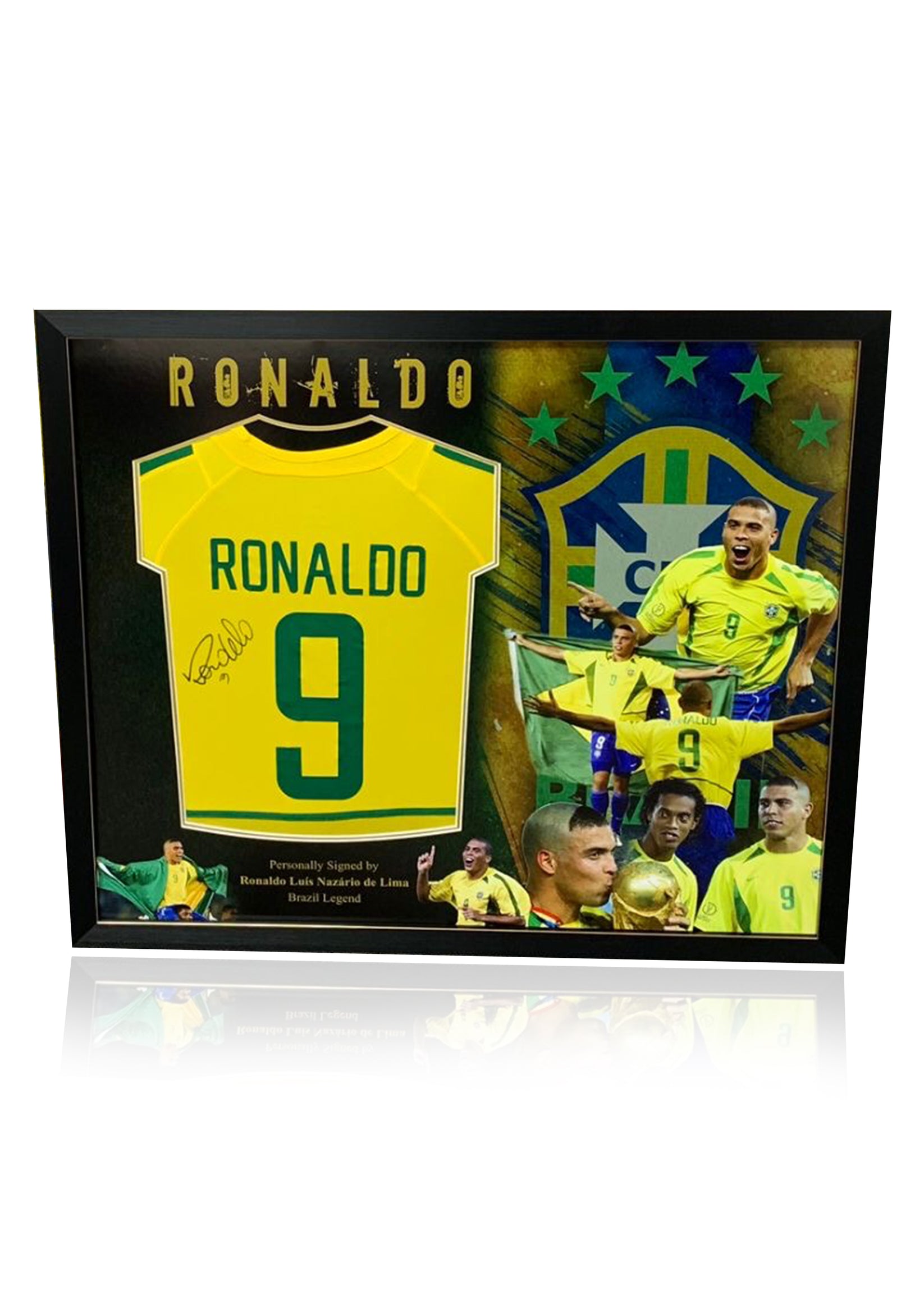 Ronaldo R9 signed Brazil shirt deluxe montage frame – The White Wall ...